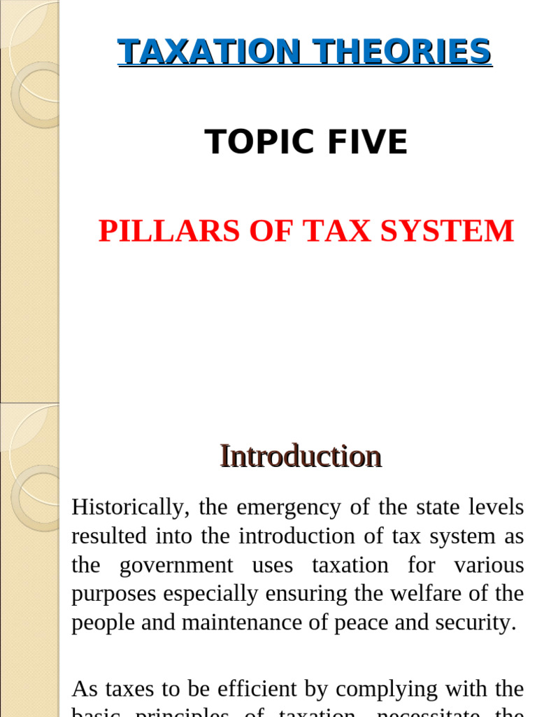 The Pillars of Tax System | PDF | Taxes | Parliament
