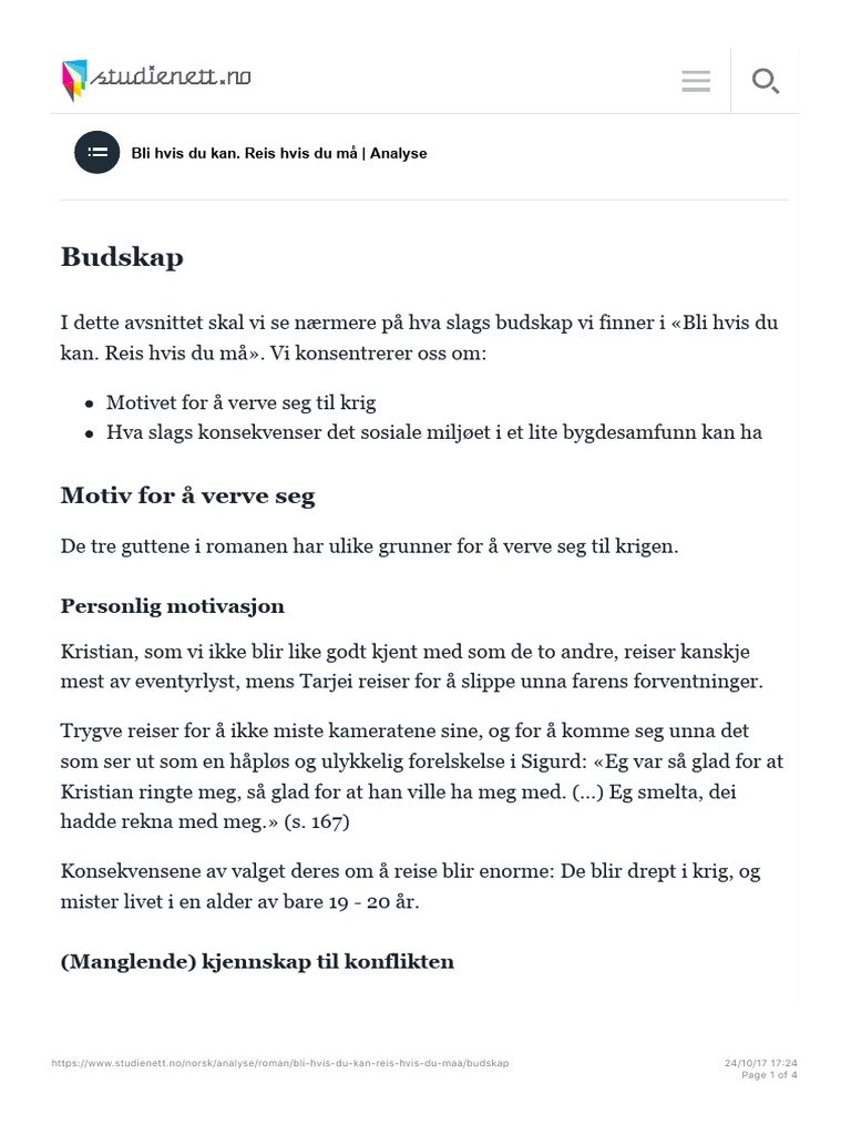 Budskap Bli Hvis Du Kanreis Hvis Du Må | PDF