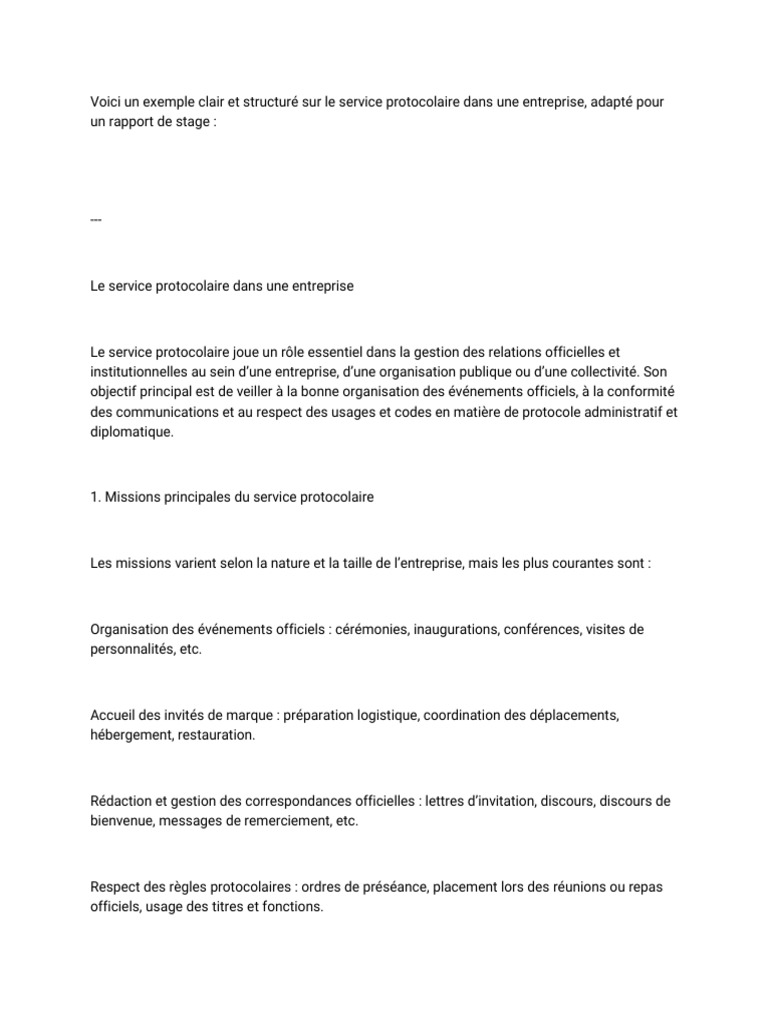Rôle du Service Protocolaire en Entreprise | PDF | Visa (Document)