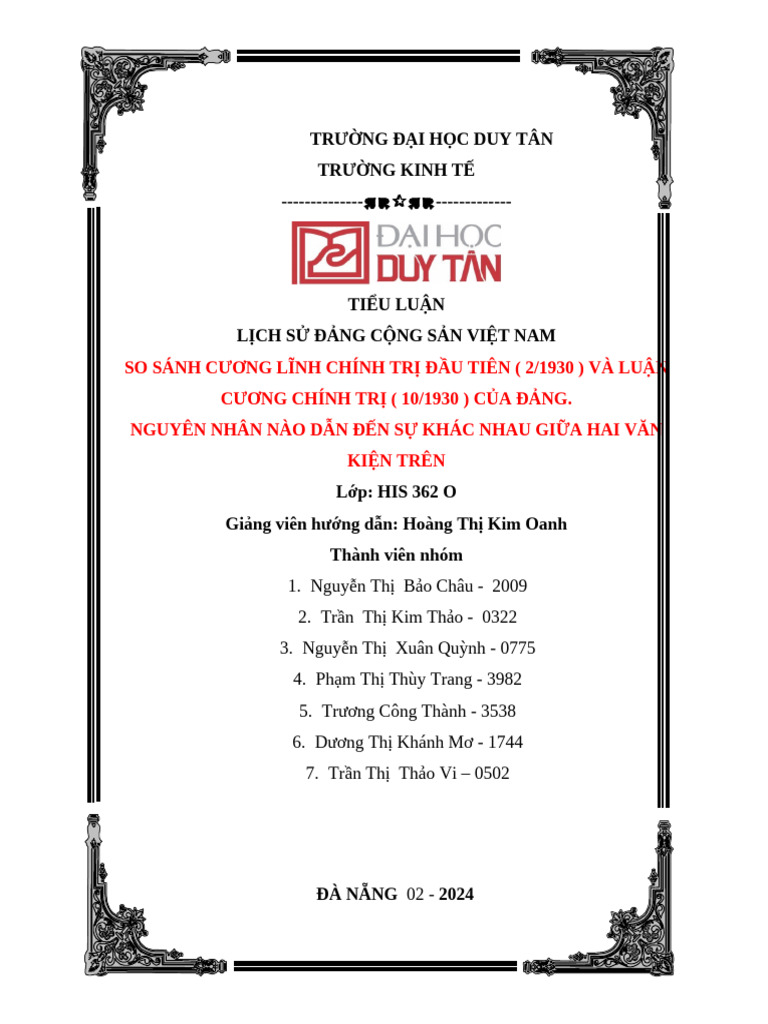 Tiểu Luận Hic 362 o Nho | PDF