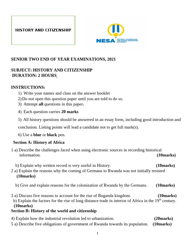History and Citizenship Examination s2 | PDF | Citizenship | Economies