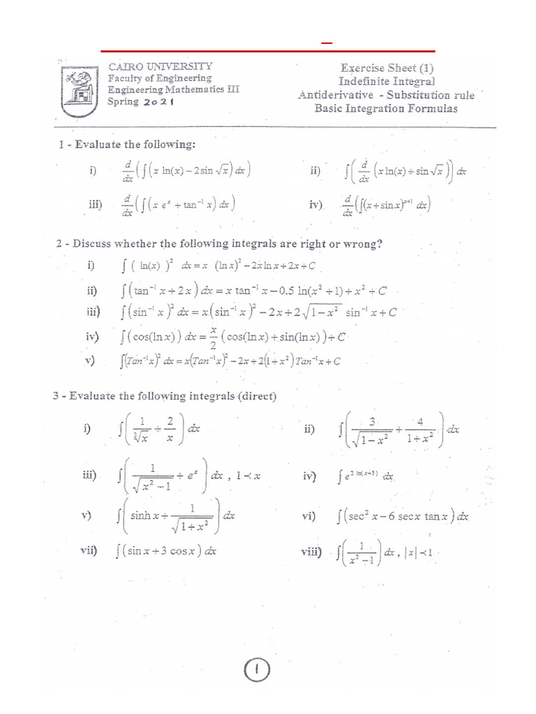 Calculus II - Exercises | PDF