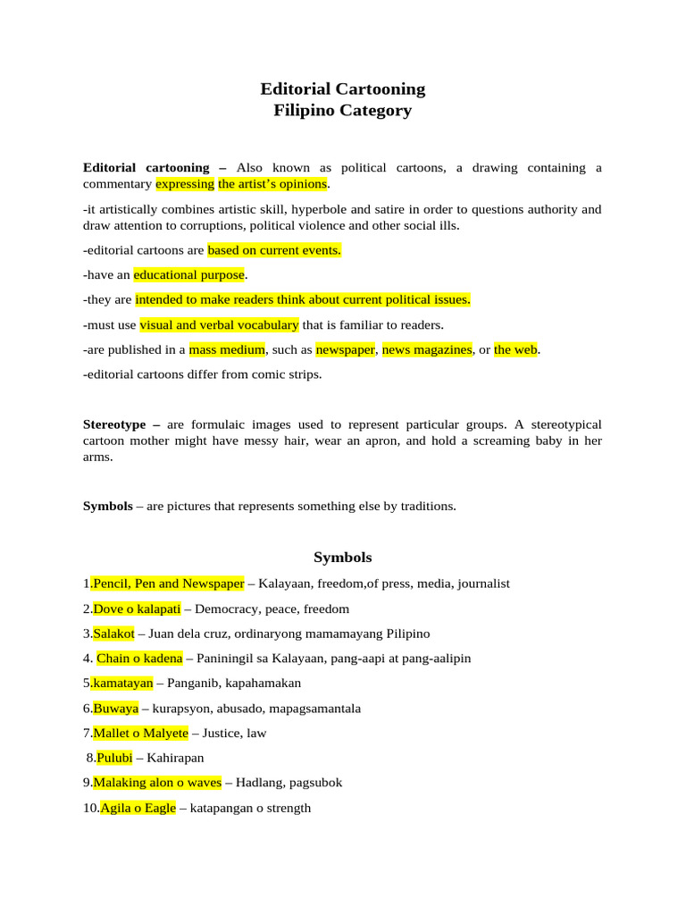 Editorial Cartooning Filipino Category | PDF | Drawing