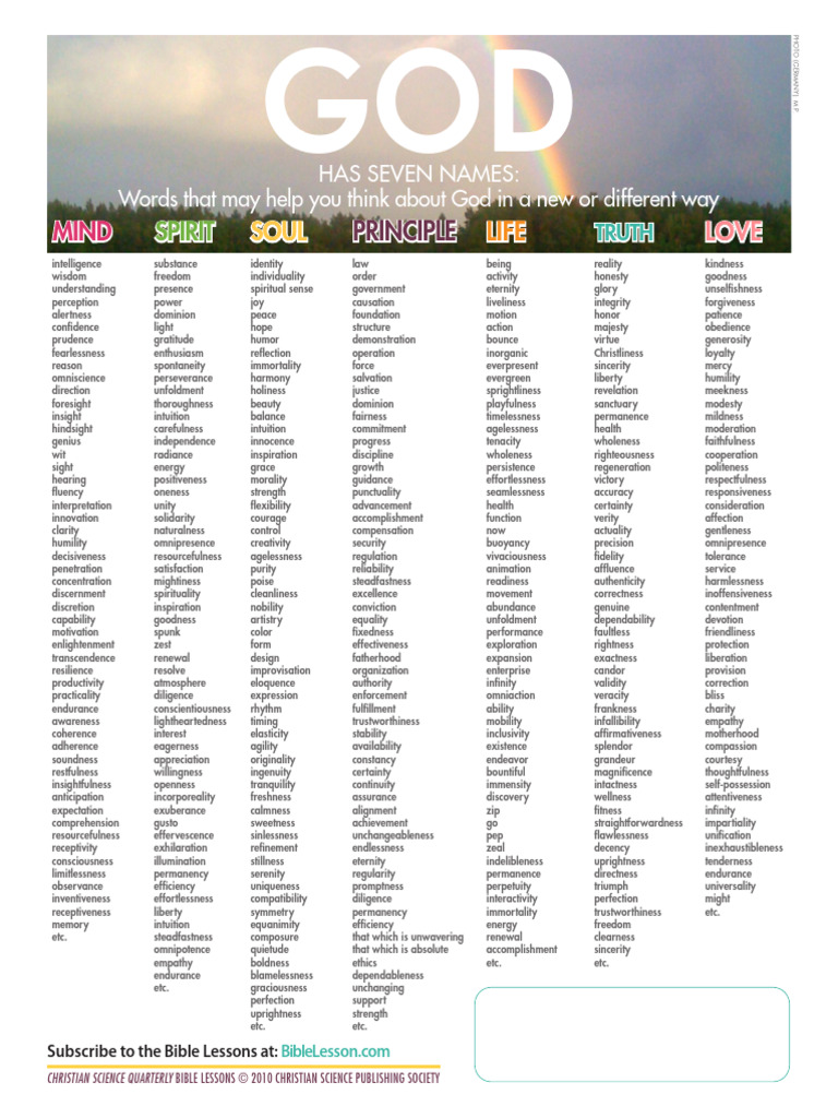 Seven Names for God in Christian Science | PDF | Courage | Virtue