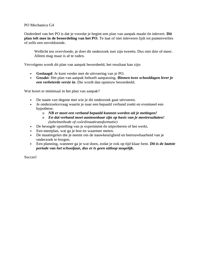 PO Mechanica G4 Plan Van Aanpak | PDF
