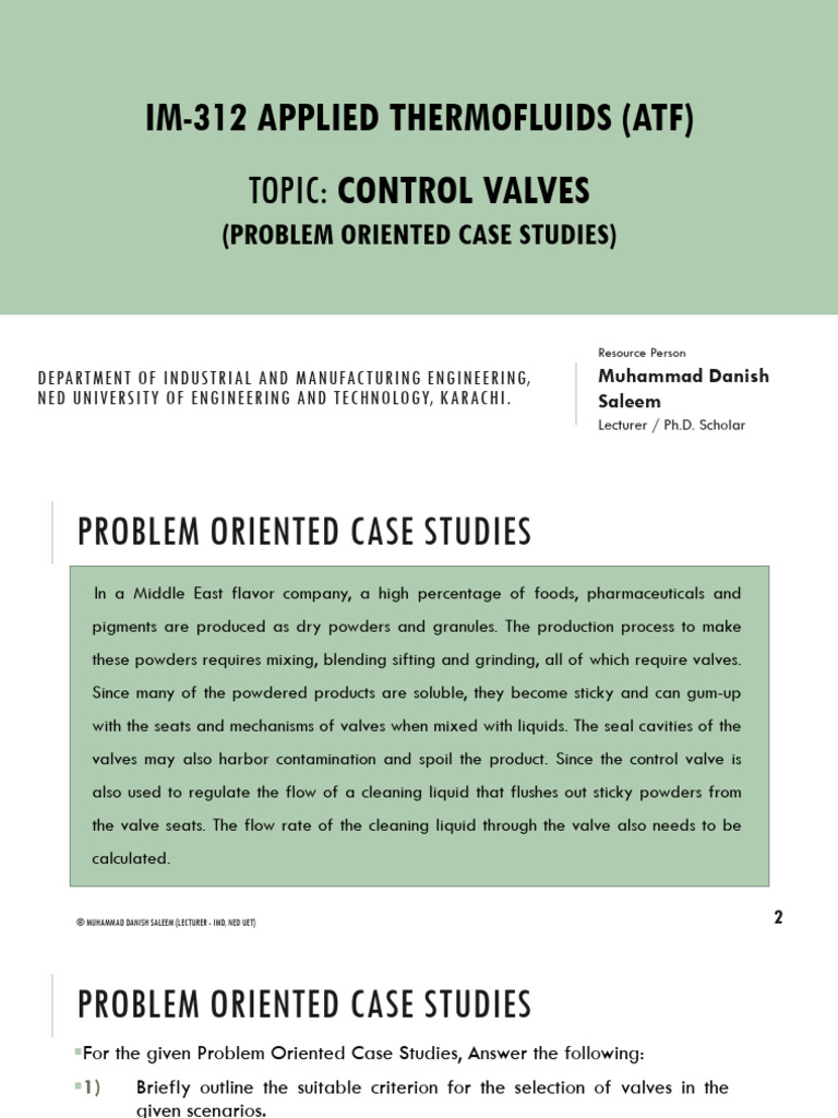 Applied ThermoFluids - Lecture03 (Control Valves) | PDF | Valve | Leak