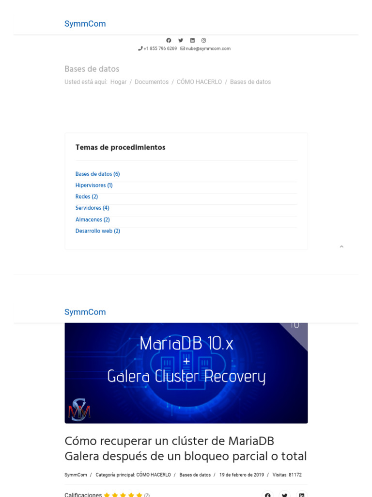 Cómo Recuperar Un Clúster de MariaDB Galera Después de Un Bloqueo Parcial o Total - SymmCom ...