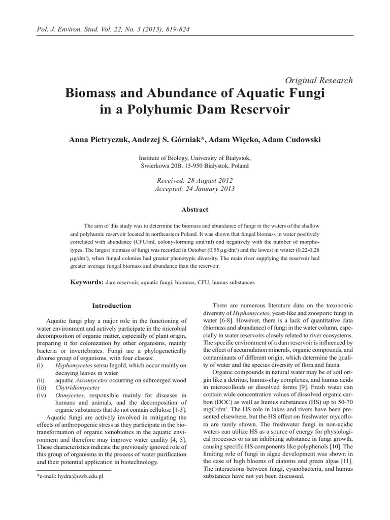 Biomass and Abundance of Aquatic Fungi I | PDF | High Performance Liquid Chromatography | Fungus
