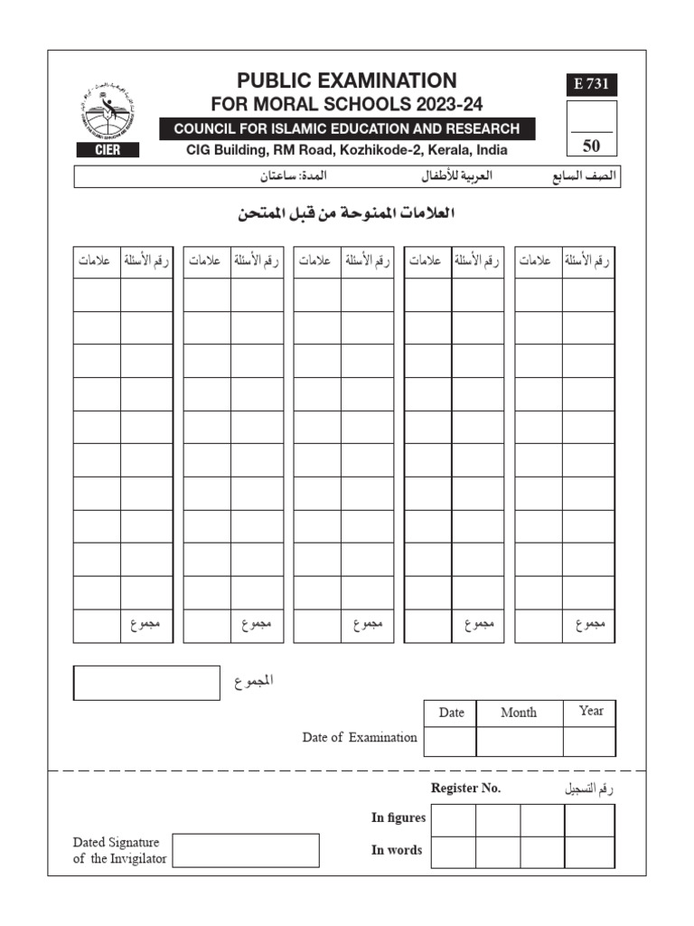 7th Class Annual Exam 2023-24 Final | PDF