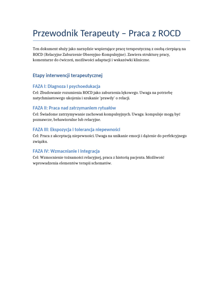 ROCD Przewodnik Terapeuty | PDF