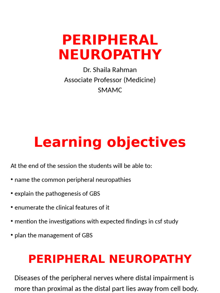 Peripheral Neuropathy GBS+ | PDF | Peripheral Neuropathy | Diseases And ...