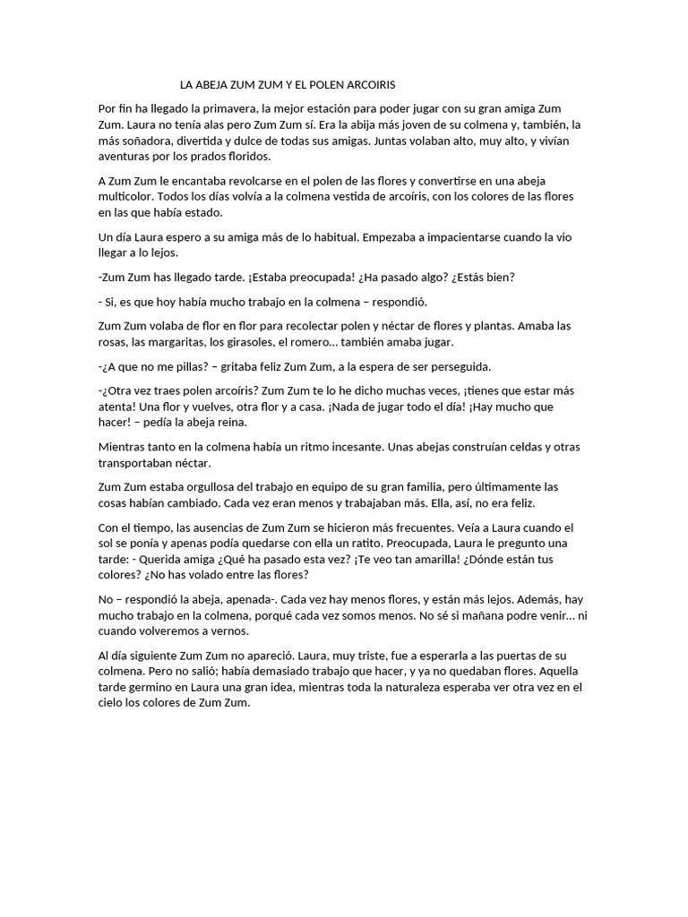 La Abeja Zum Zum y El Polen Arcoiris | PDF