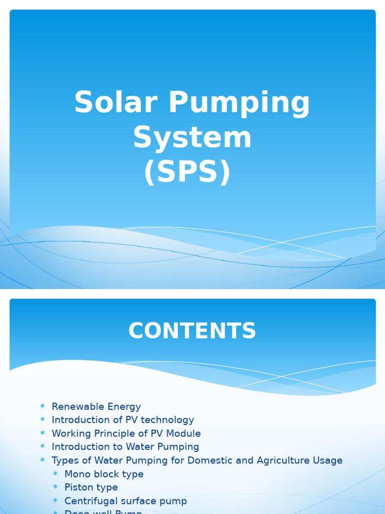 Solar Pumping Systems: PV Technology Guide | PDF | Photovoltaic System ...