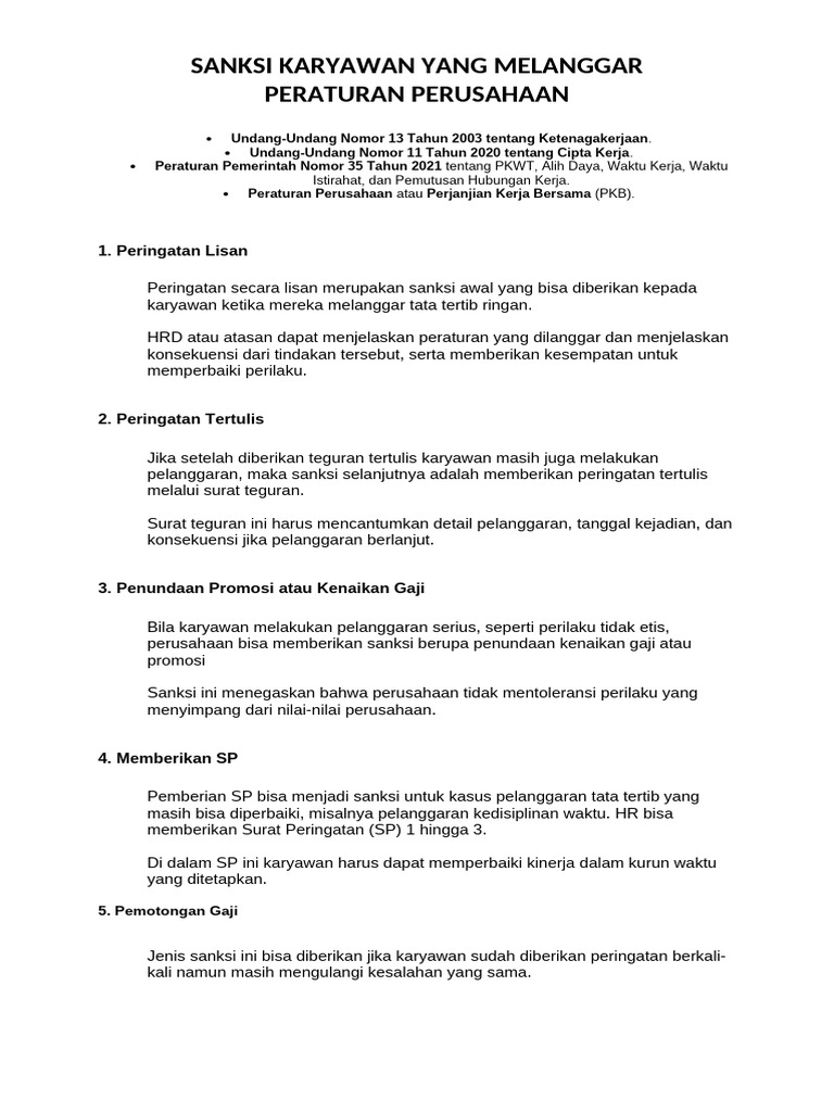 Sanksi Karyawan | PDF