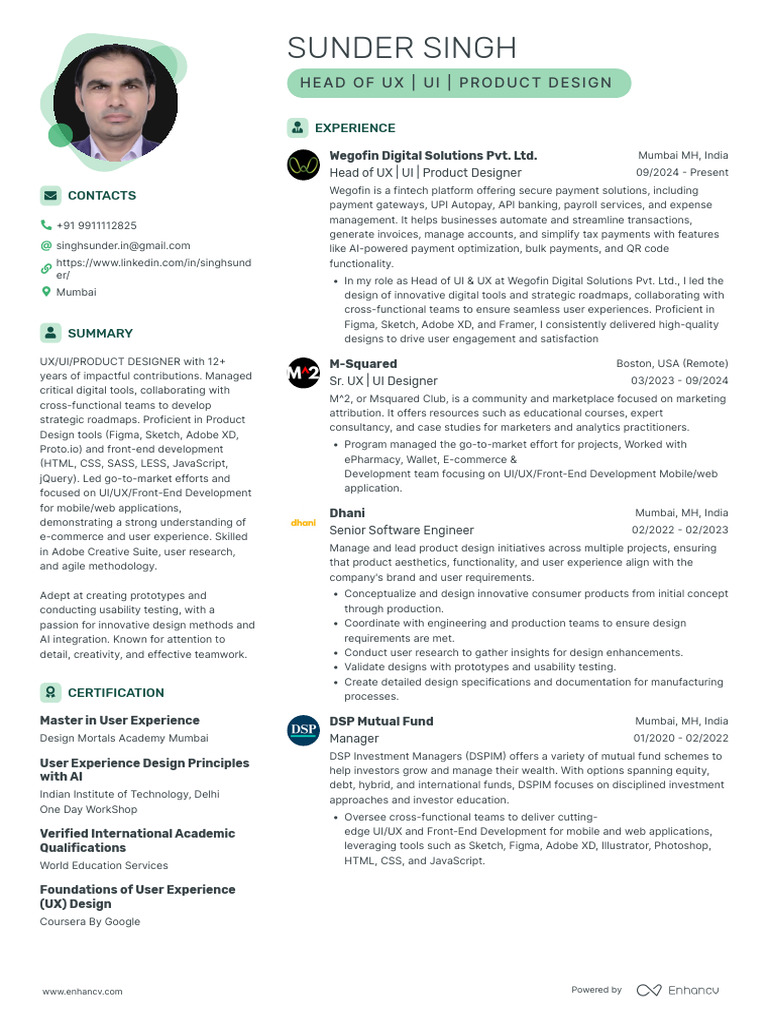 Head UX/UI/Product Designer | PDF | Computing | Design
