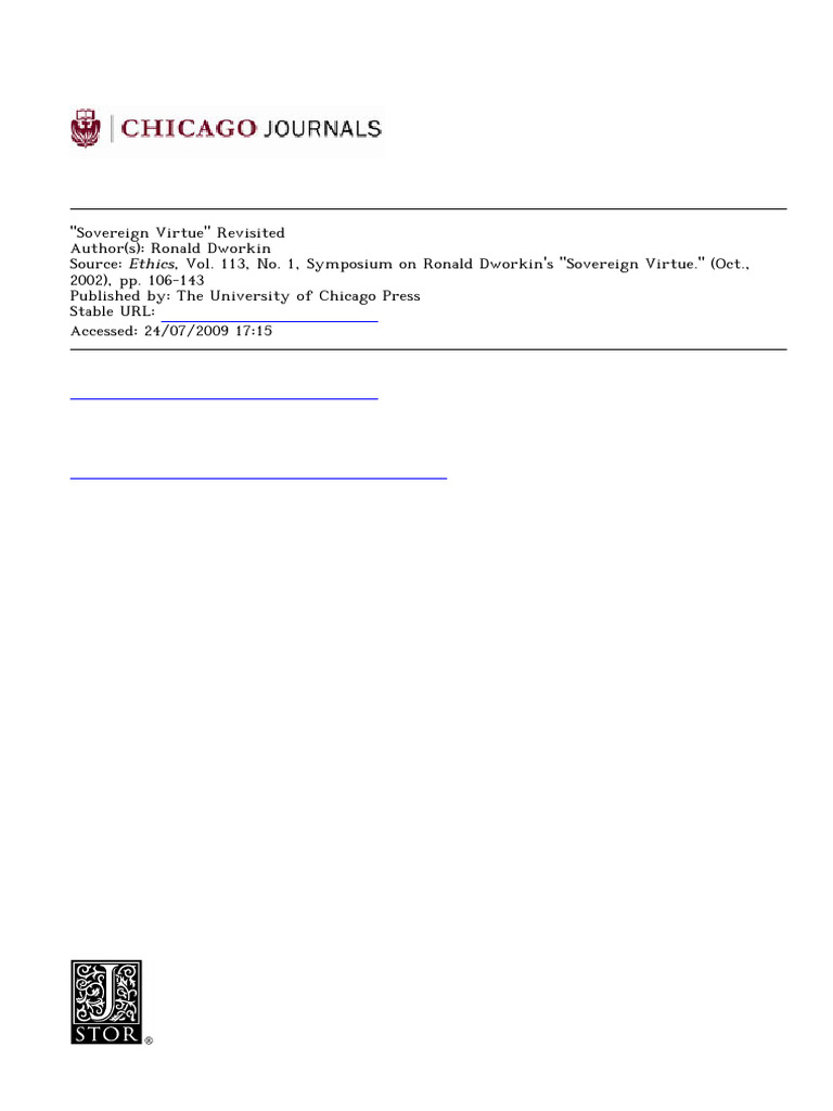 Virtude soberana revistada - Dworkin | PDF | Insurance | Justice