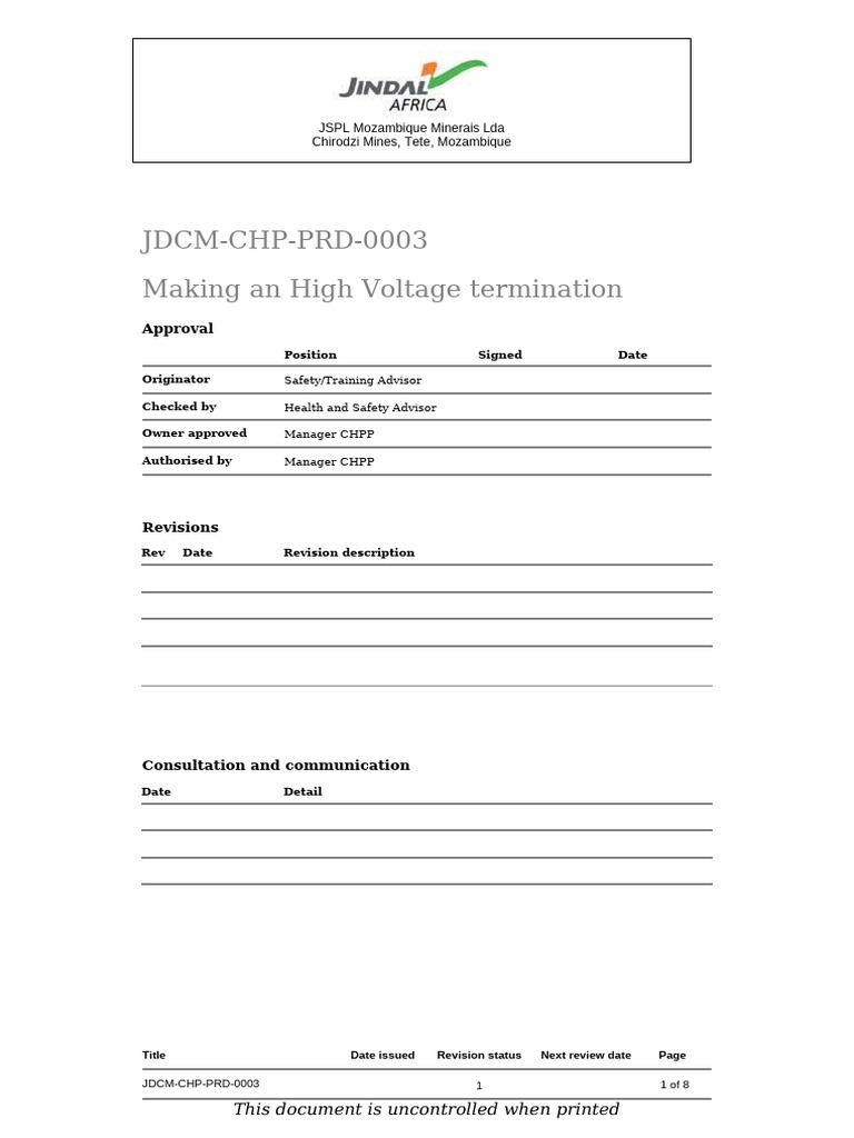 JDCM-CHP-PRD-2024.2 Making an HV termination | PDF | Manufactured Goods | Electricity