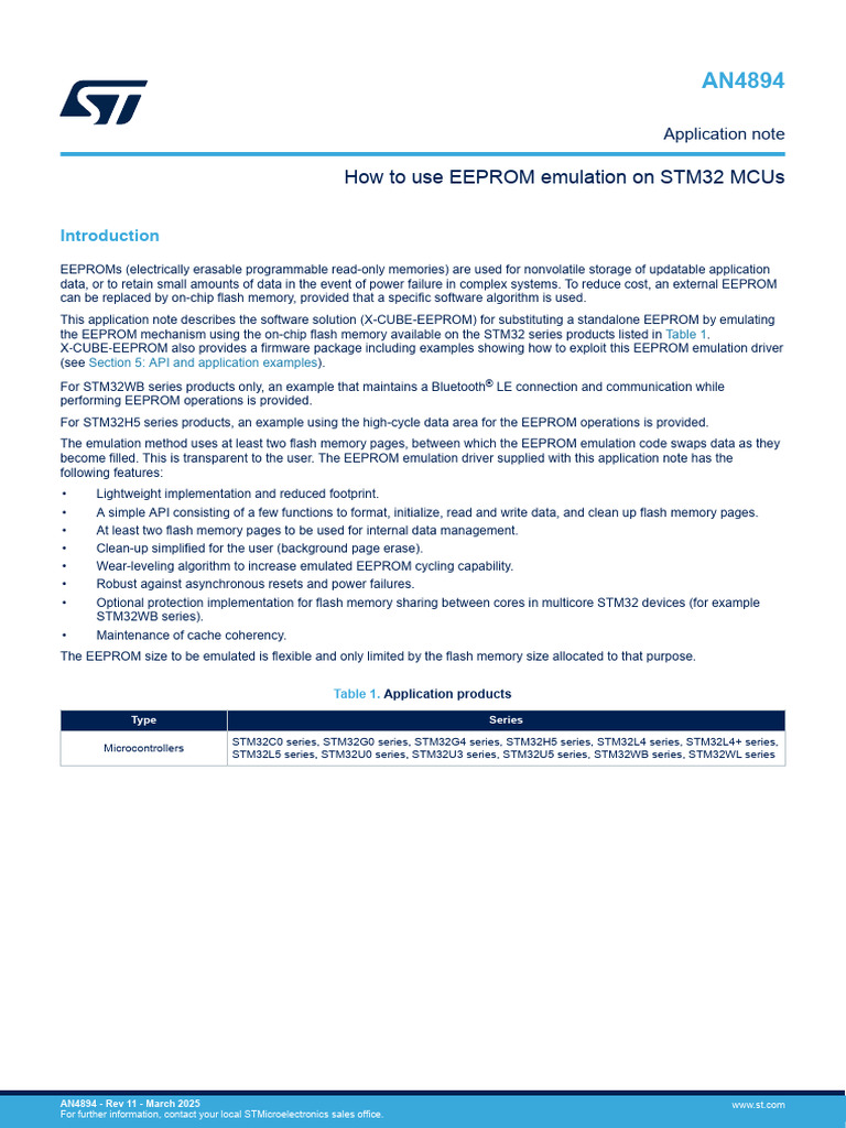 An4894 How To Use Eeprom Emulation On Stm32 Mcus Stmicroelectronics en ...