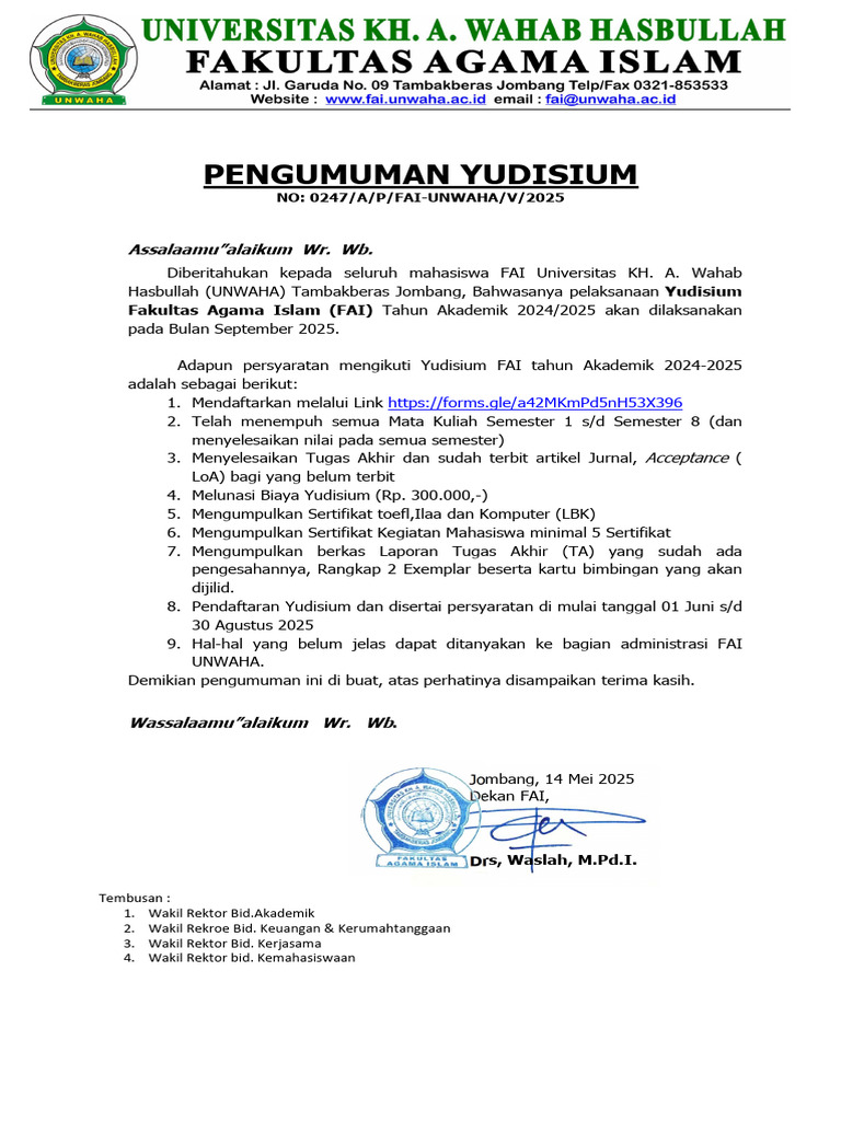 Pendaftaran Yudisium Fai 2025-1 | PDF