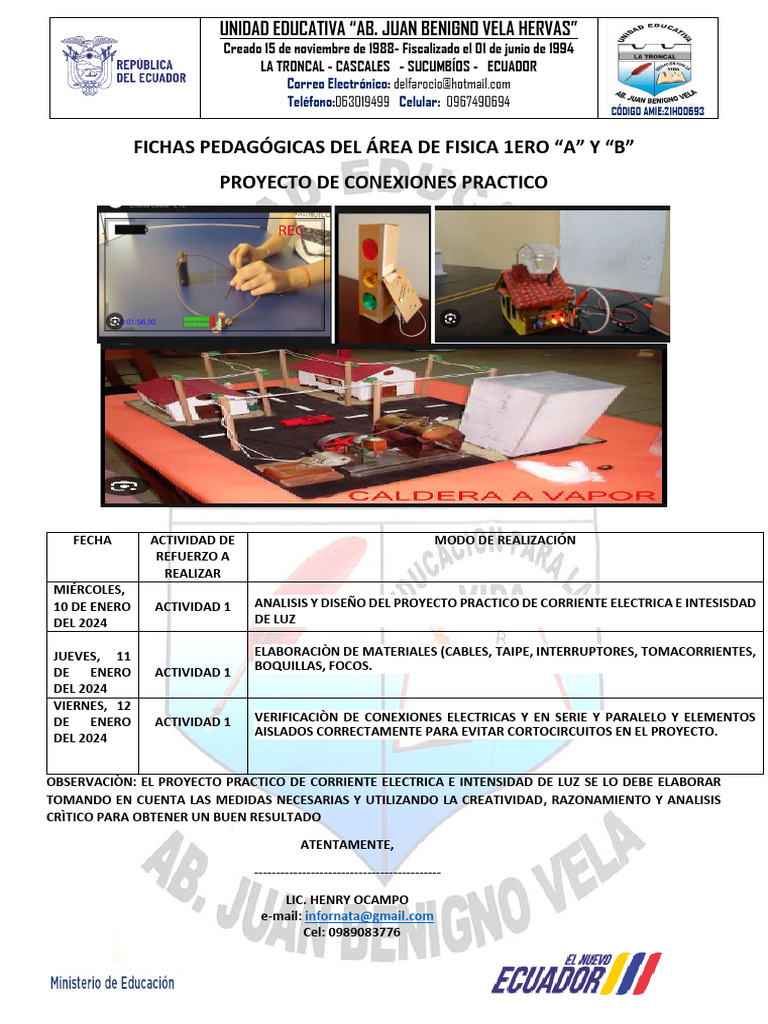Fichas Pedagógicas de Fìsica 1ero Bgu a y b | PDF