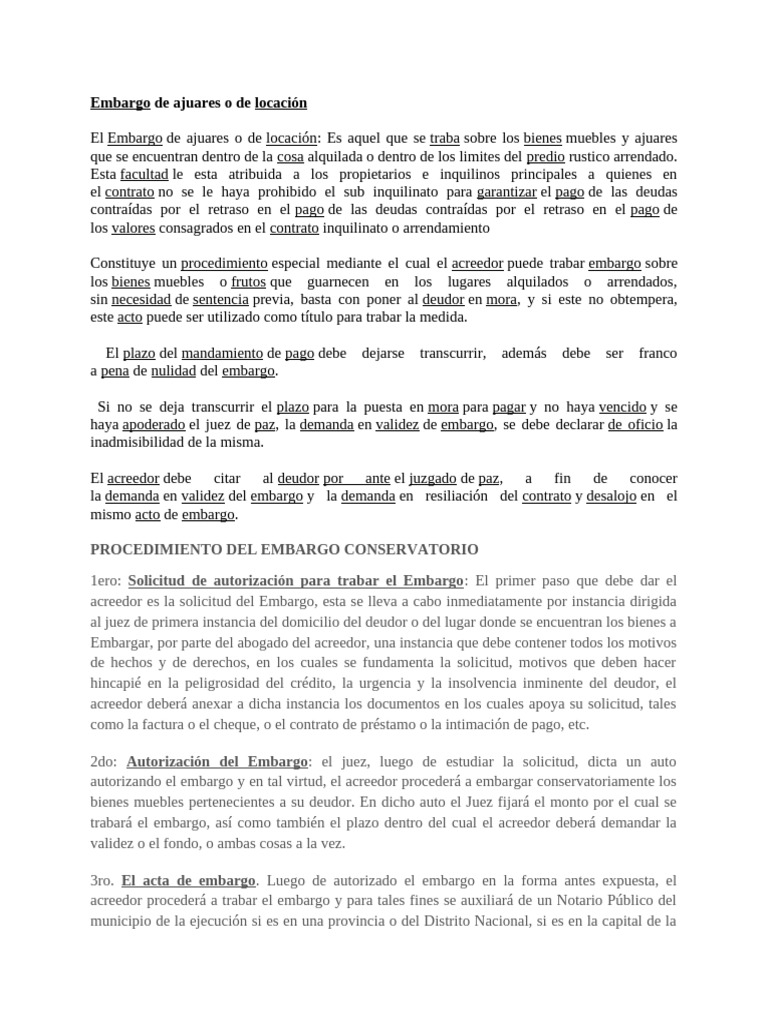 Embargo de Ajuar: Procedimiento Legal | PDF | Demanda judicial | Pagos