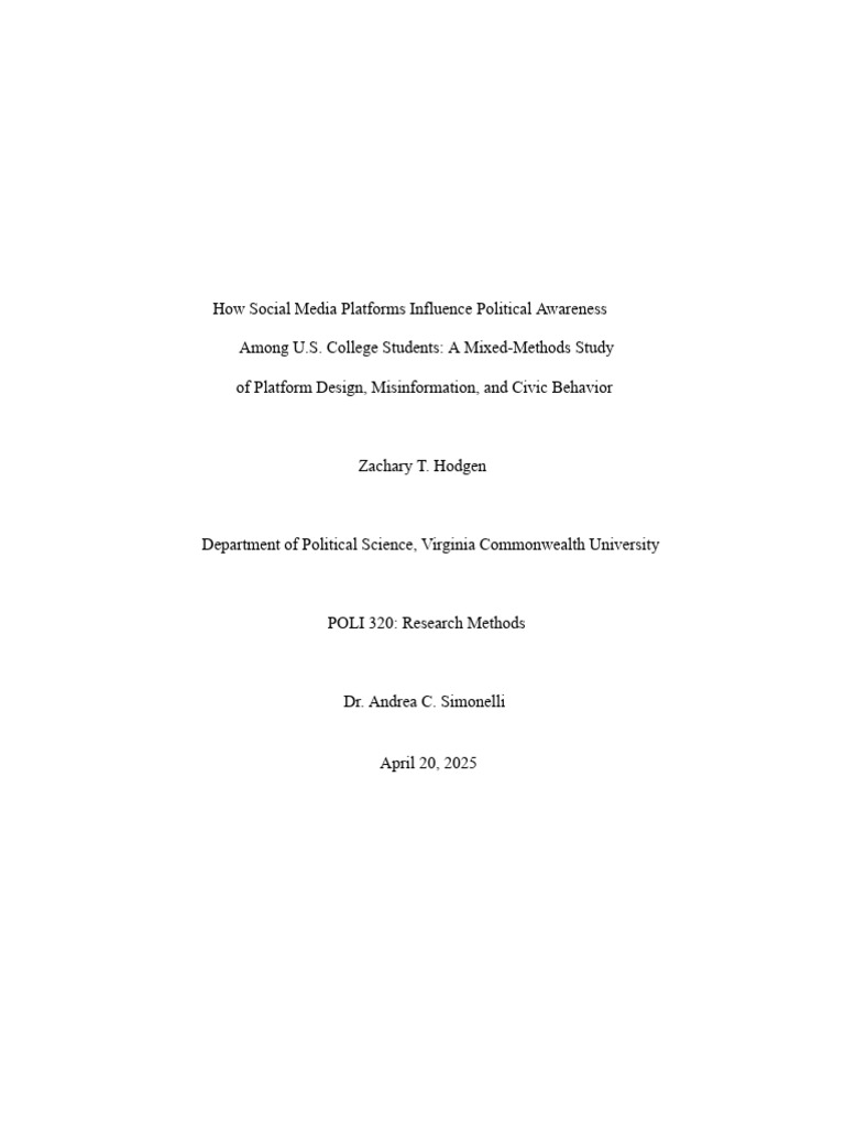 How Social Media Platforms Influence Political Awareness | PDF | Focus ...