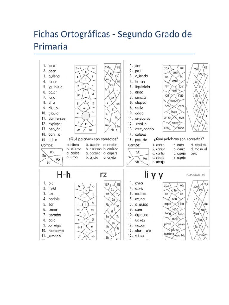 Fichas Ortograficas Segundo Grado | PDF