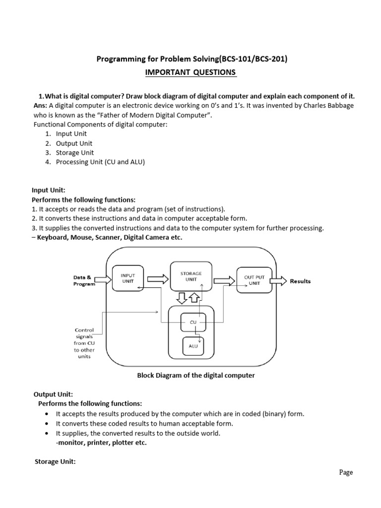 Solution - List of Important Questions (Theory) | PDF | Computer Data ...