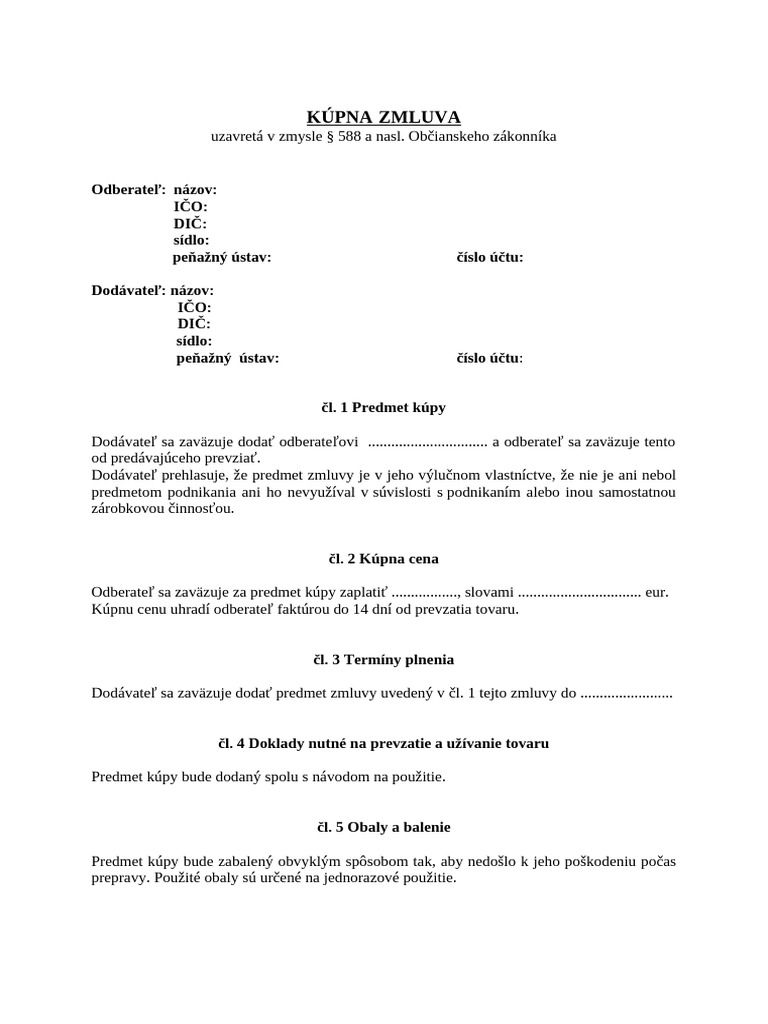 Kupna Zmluva | PDF