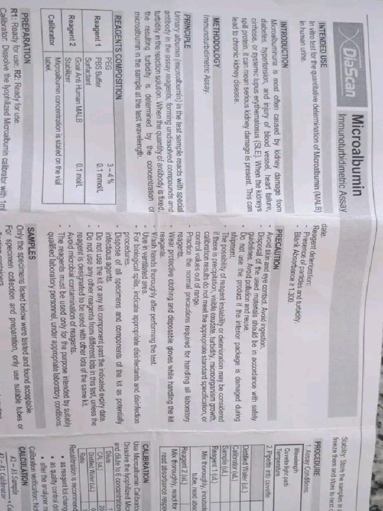 Microalbumin Insert Sheet | PDF
