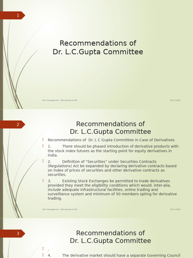 L.C. Gupta Committee's Derivative Recommendations | PDF | Derivative ...