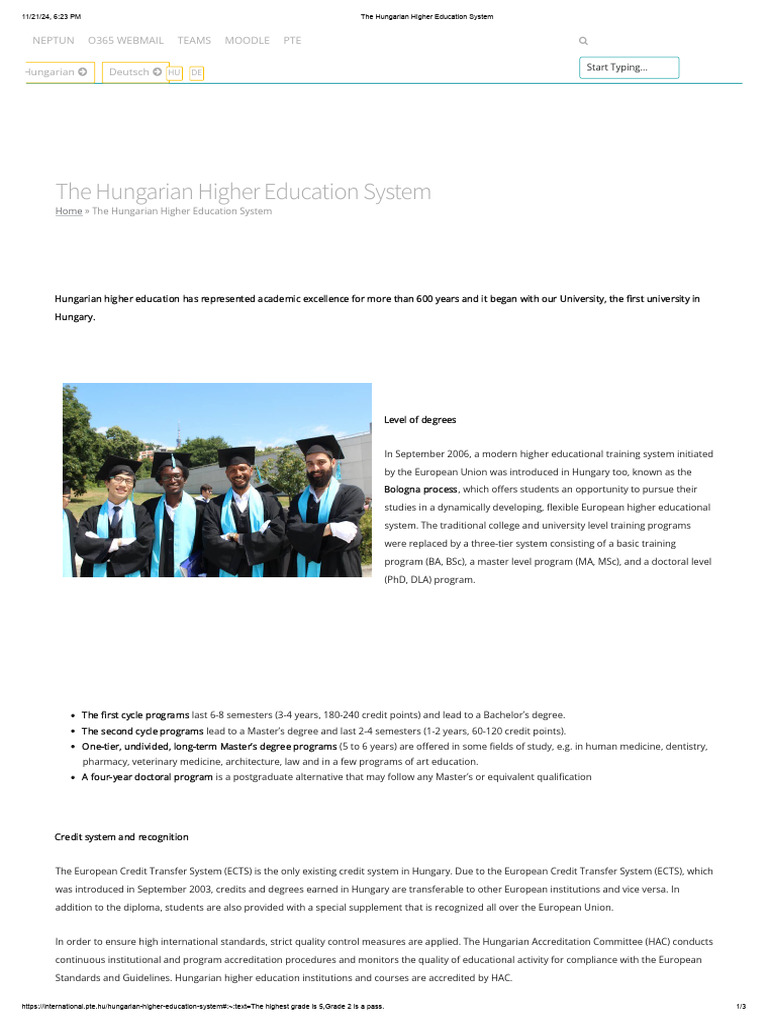 The Hungarian Higher Education Grading System | PDF | Master's Degree ...