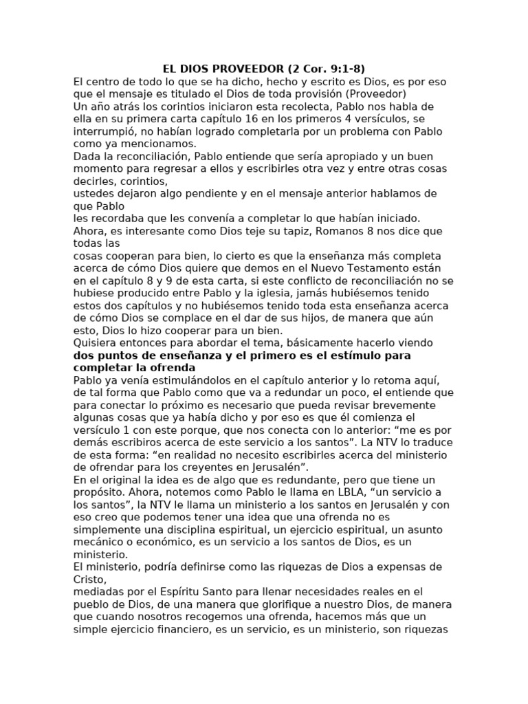 El Dios Proveedor | PDF | Pablo el apóstol | Dios