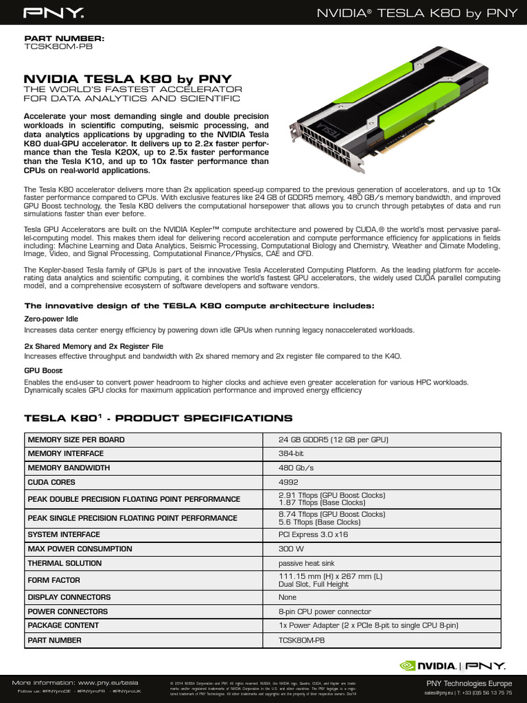 Nvidia Tesla k80m by Pny Datasheet - Eng - Web | PDF | Graphics ...