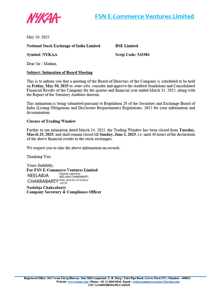 FSN E Commerce Ventures Limited: Neelabja Chakrabarty | PDF