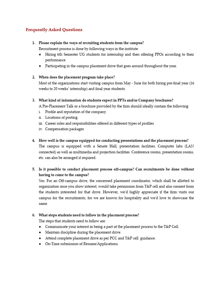 Campus Recruitment Process Faqs Pdf