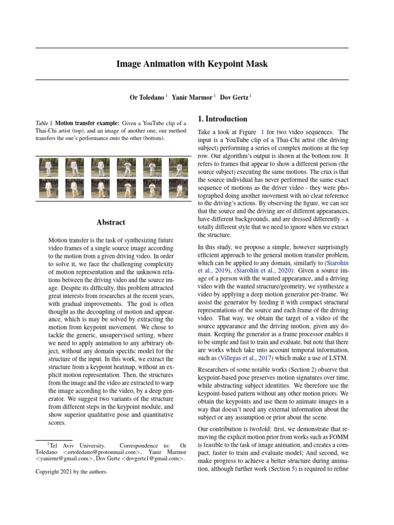 Image Animation With Keypoint Mask | PDF | Video | Image Segmentation