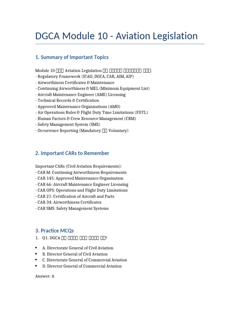 Dgca Module 10 Revision Pdf