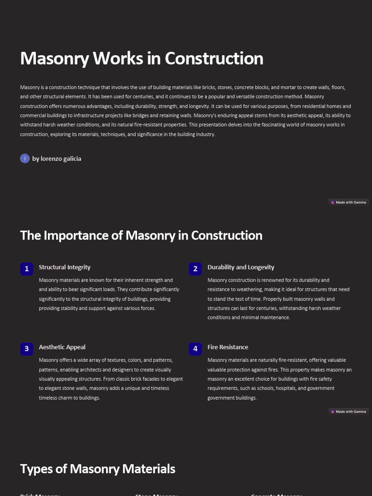 Masonry Works: Techniques and Benefits | PDF | Masonry | Brick