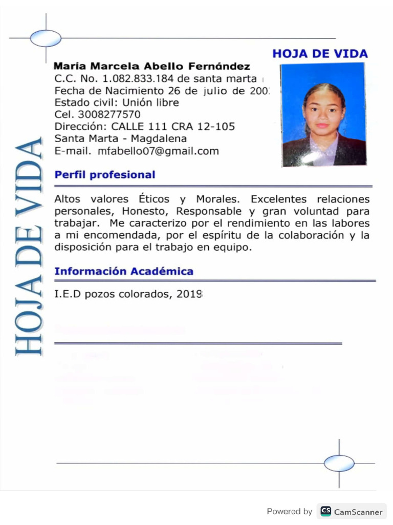 María Marcela Abello Fernández Hoja | PDF