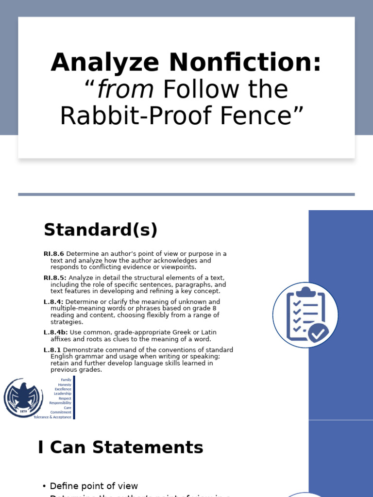 G8 (Analyze Nonfiction - From Follow The Rabbit-Proof Fence) | PDF ...