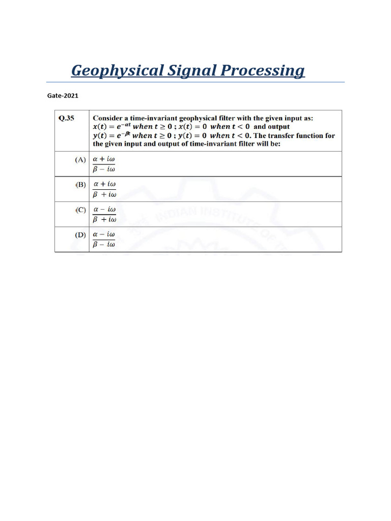 Geophysical Signal Processing | PDF