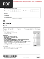2025 AQA Triple Biology H Paper 1 MARK SCHEME | PDF | Small Intestine ...