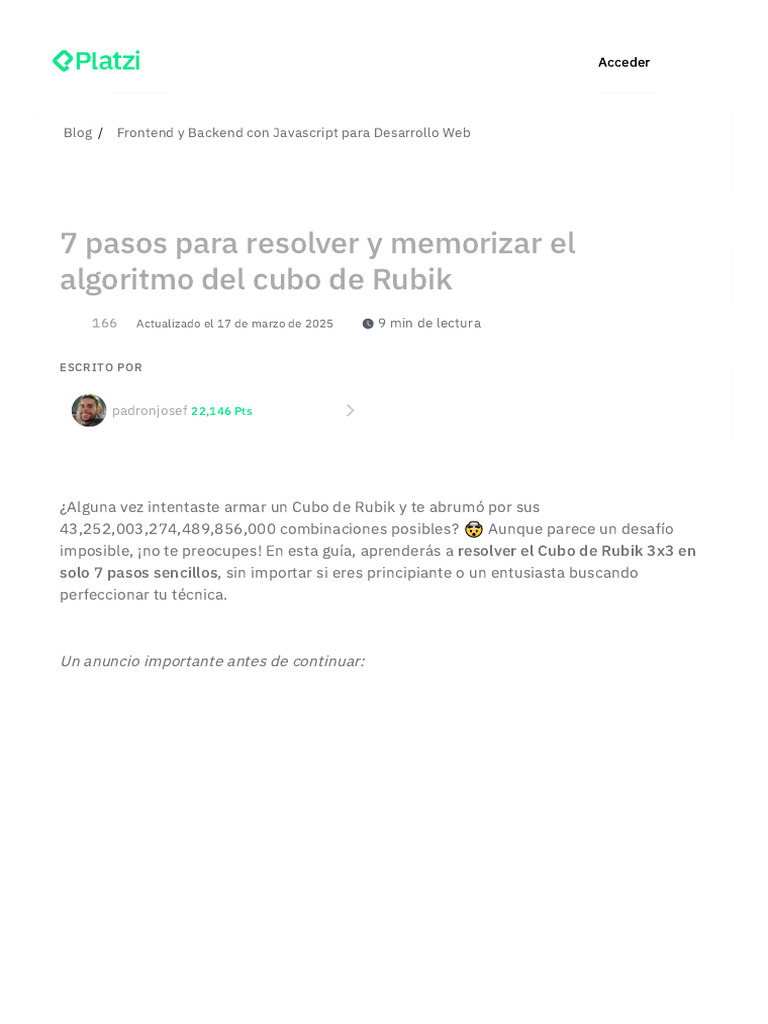 Cómo Resolver El Cubo de Rubik 3x3 Paso A Paso | PDF