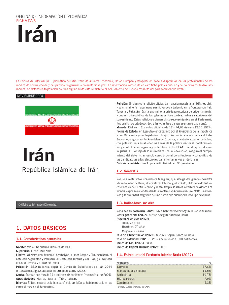 Iran - Ficha Pais | PDF | Ali Khamenei | Corrí
