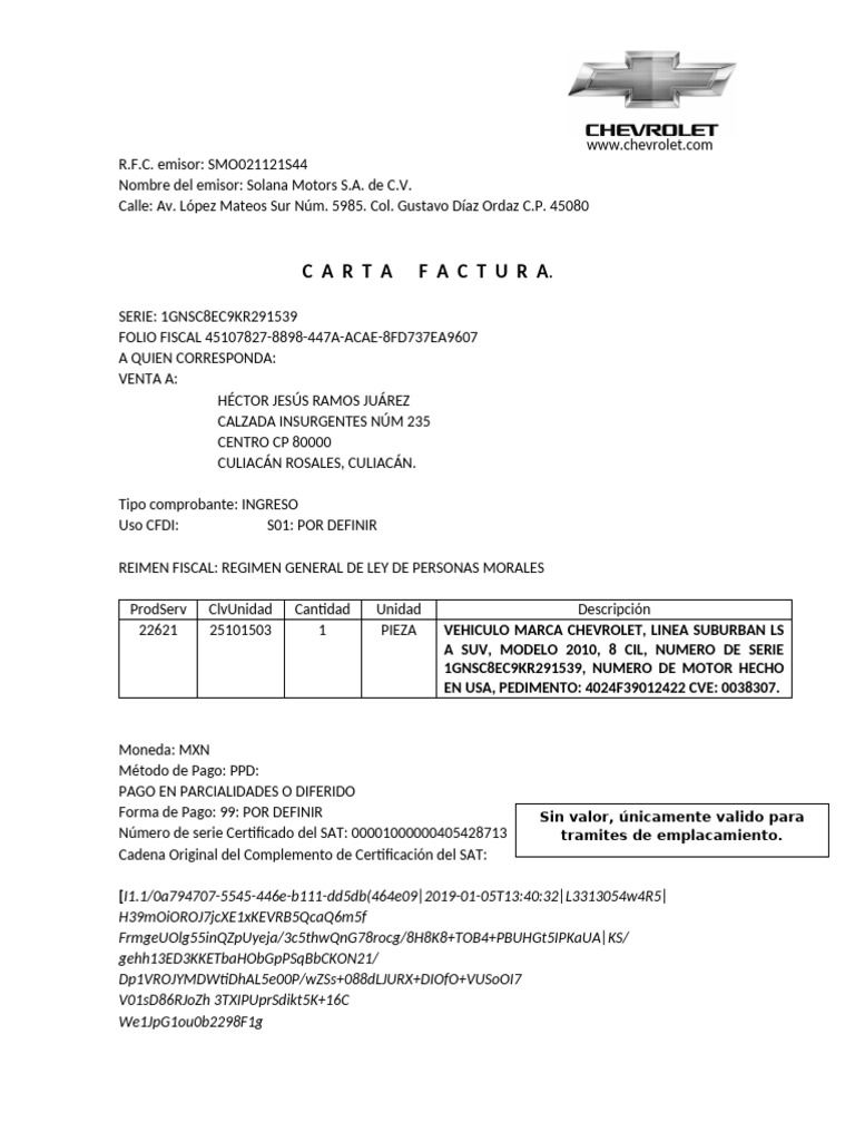 Carta Factura | PDF