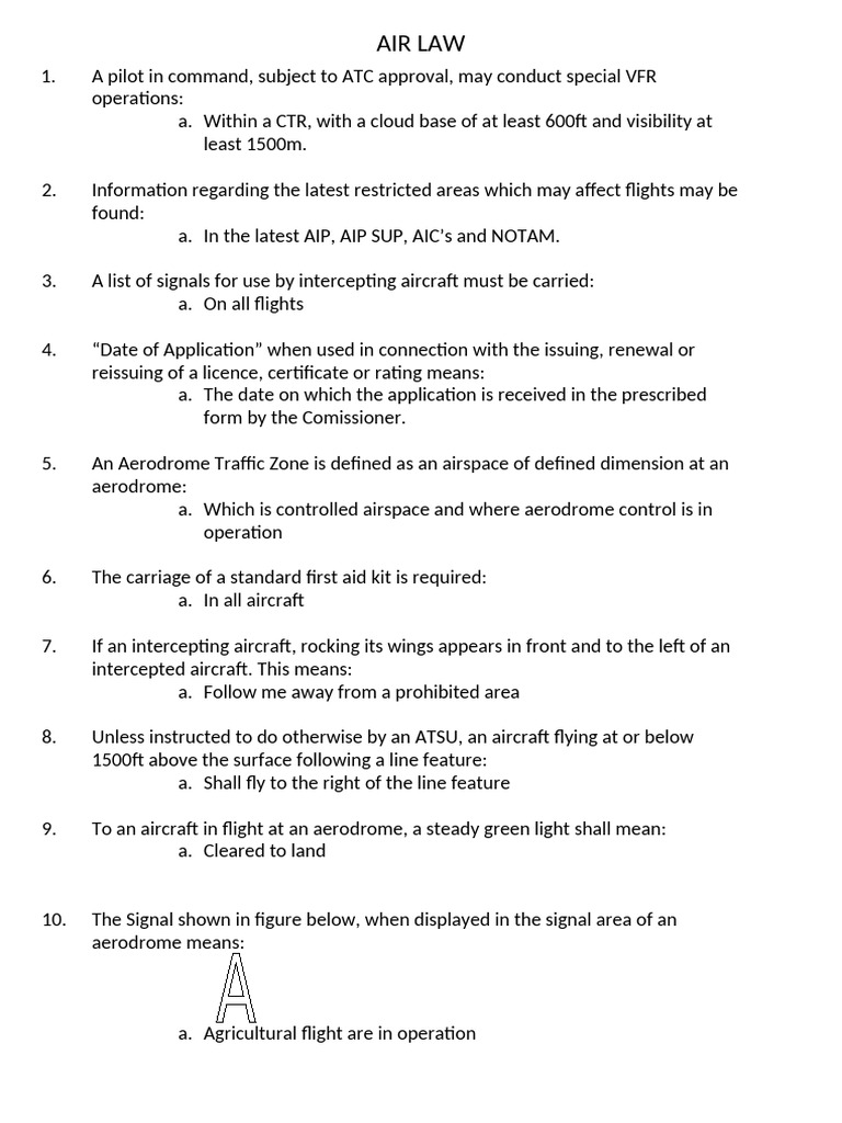 Key Regulations in Air Law | PDF | Visual Flight Rules | Air Traffic ...