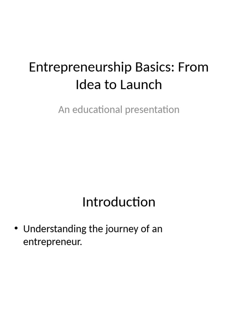Entrepreneurship Basics | PDF