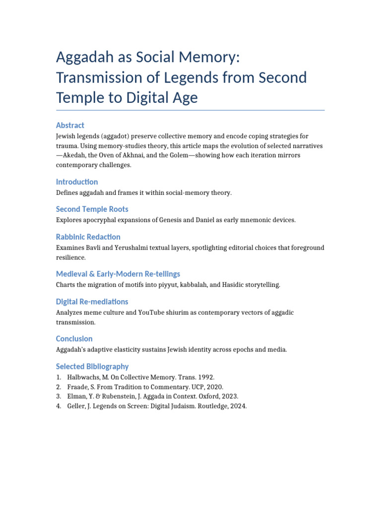 Article02 Aggadah as Social Memory | PDF