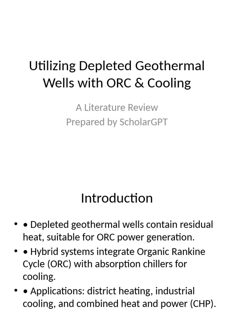 Depleted Geothermal ORC Cooling Lit Review | PDF